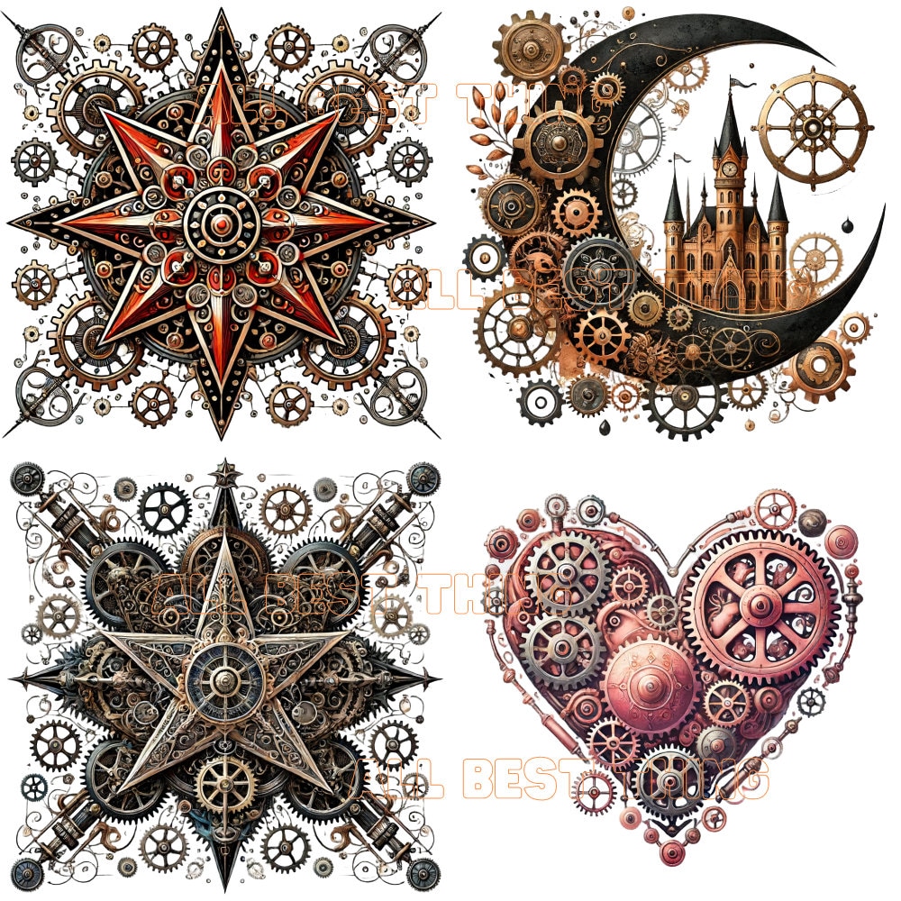 28 Watercolor Steampunk PNG Clipart Steampunk Celestial Clipart ...