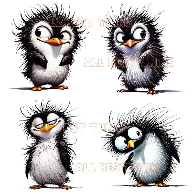 28 Quirky Penguin Clipart PNG, Funny Winter Birds Arctic, Whimsical ...