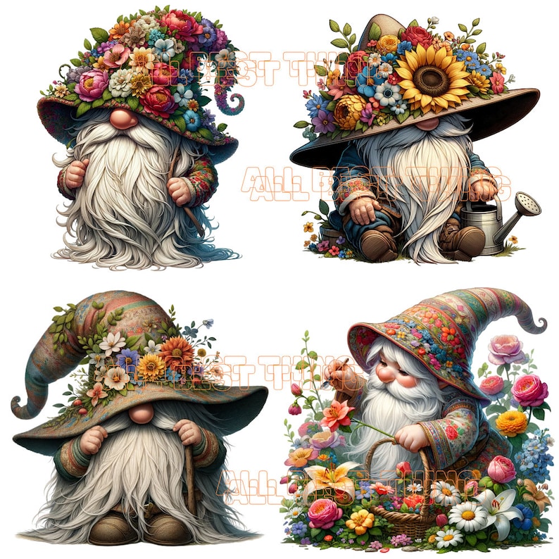 Spring Gnome Clipart Bundle Png, Gnome Clipart Commercial Use ...