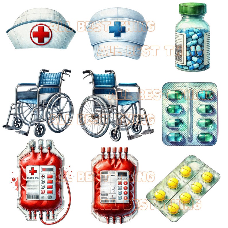 54 Watercolor Medical Clipart PNG | Health, Doctor, Nurse, Ambulance ...