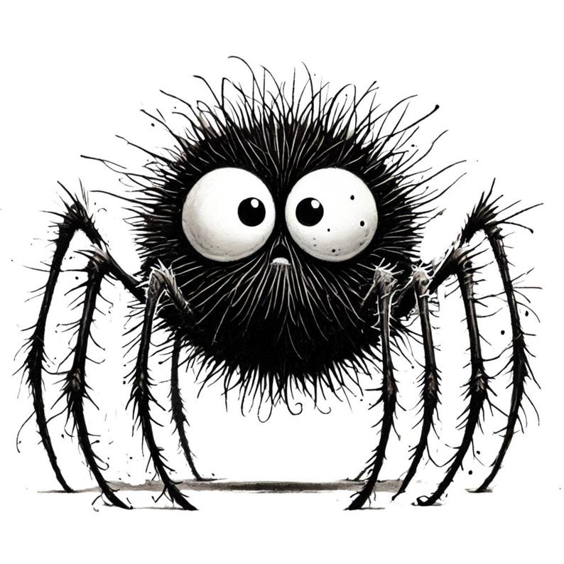 28 Quirky Spider PNG Clipart, Frazzled Funny Clip Art Set, Printable ...