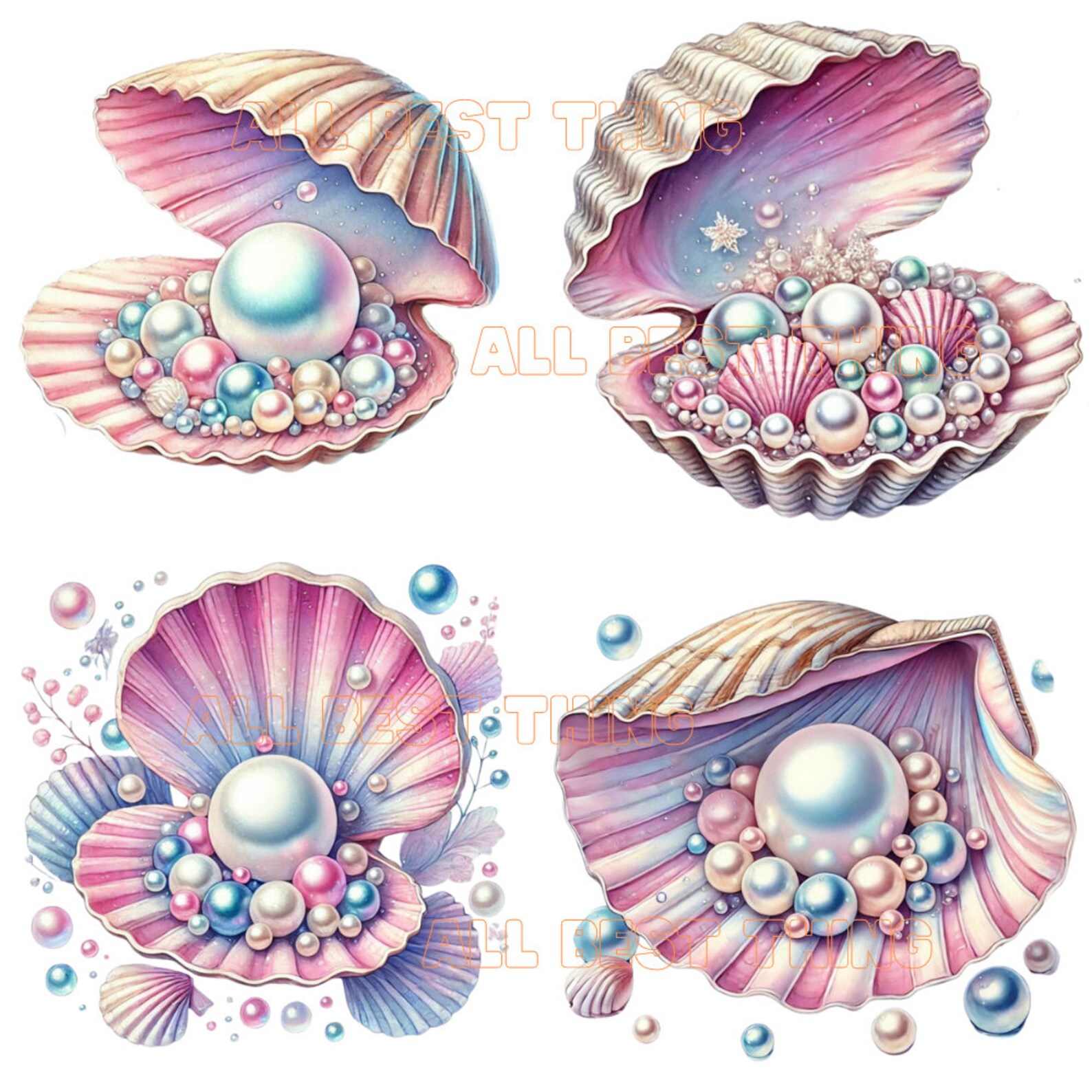 28 Sea Shells Pearls Clipart PNG, Seashell Clipart, Printable ...