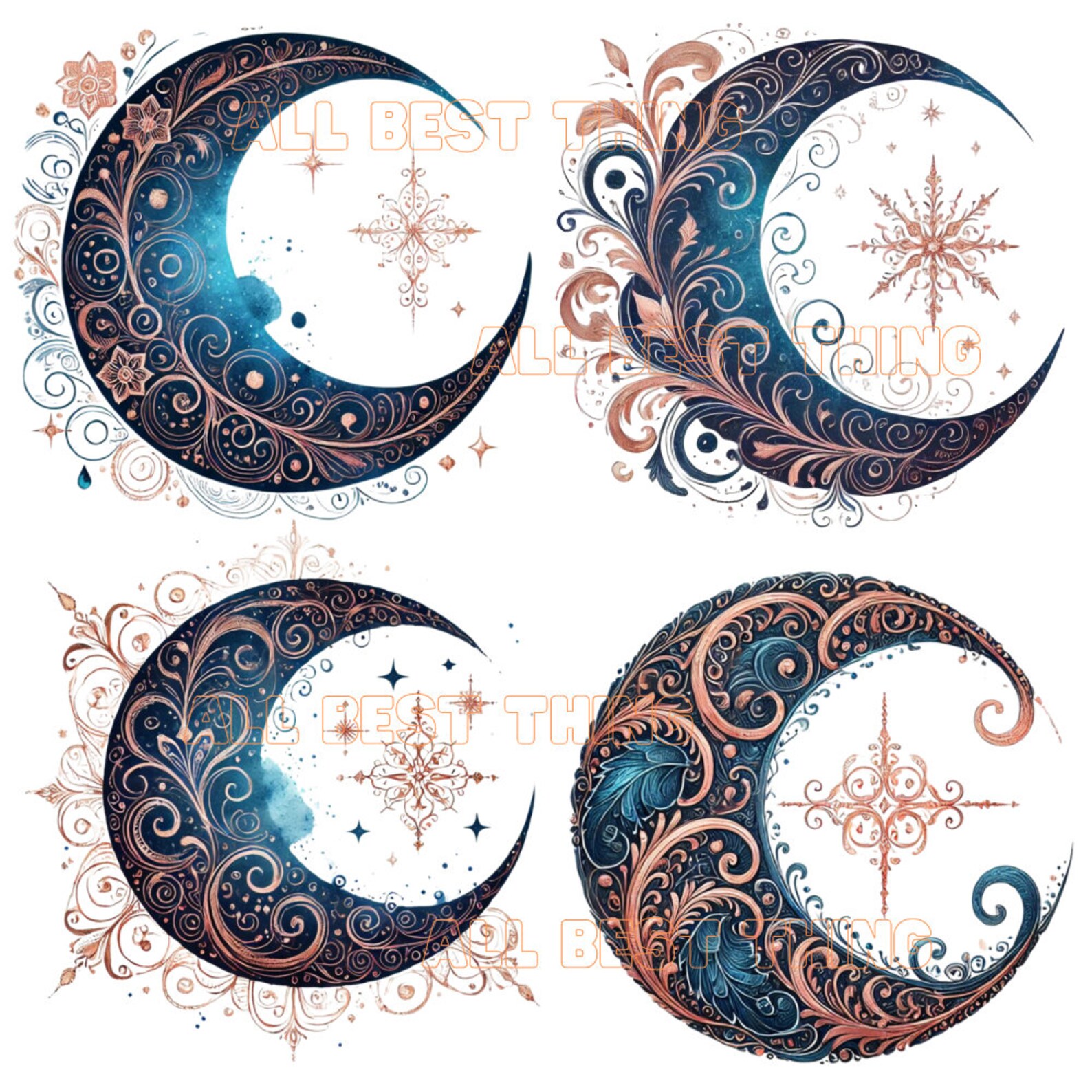 28 Celestial Mystical Filigree Moon PNG Clipart, Fantasy, Magical ...