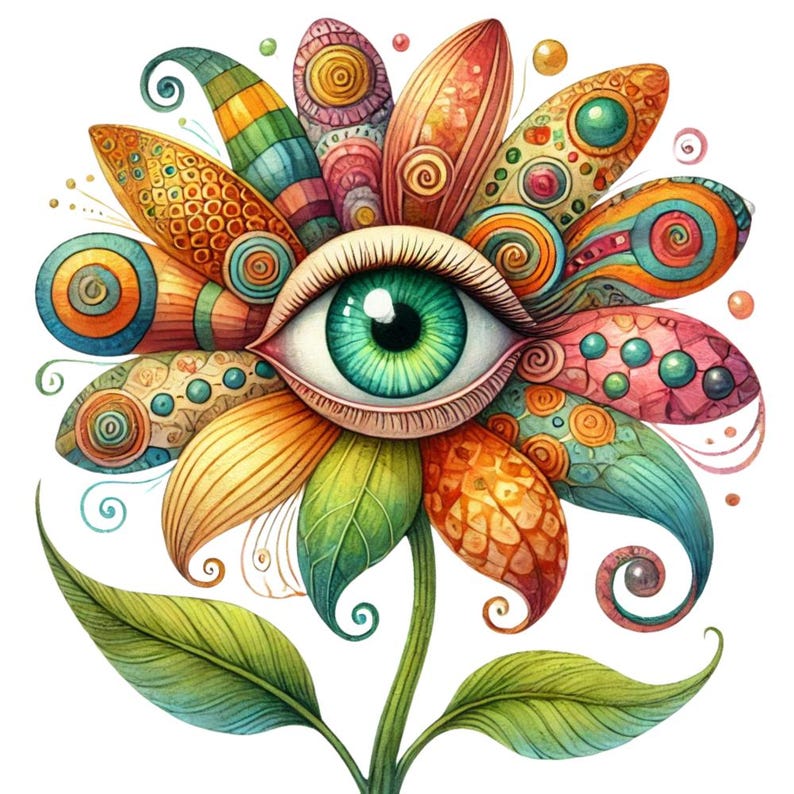 28 Whimsical Flowers Clipart PNG, Quirky Flower Clip Art, Whimsical ...