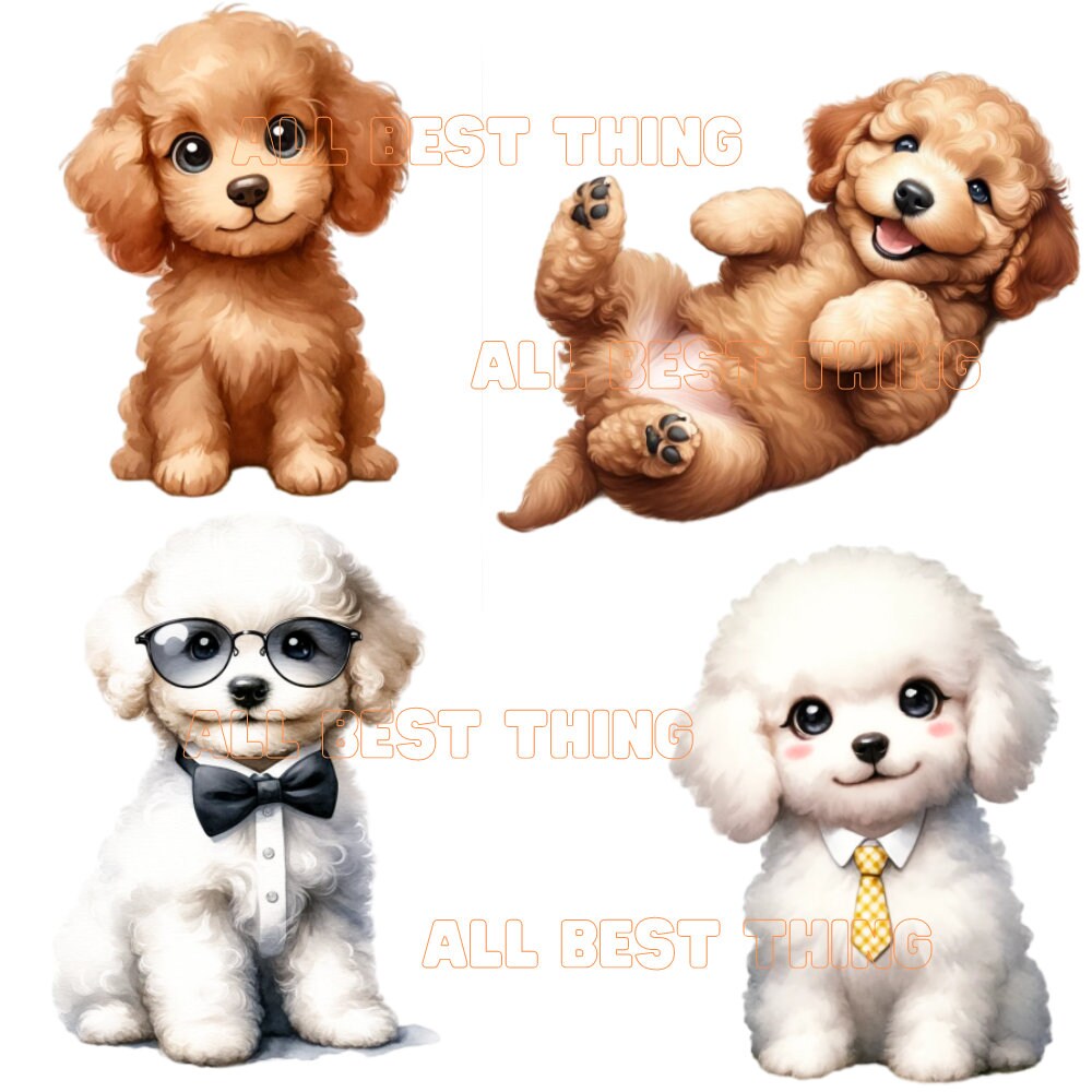 32 Cute Goldenpoodle Watercolor PNG Clipart, Cute Dog PNG, Poodle ...
