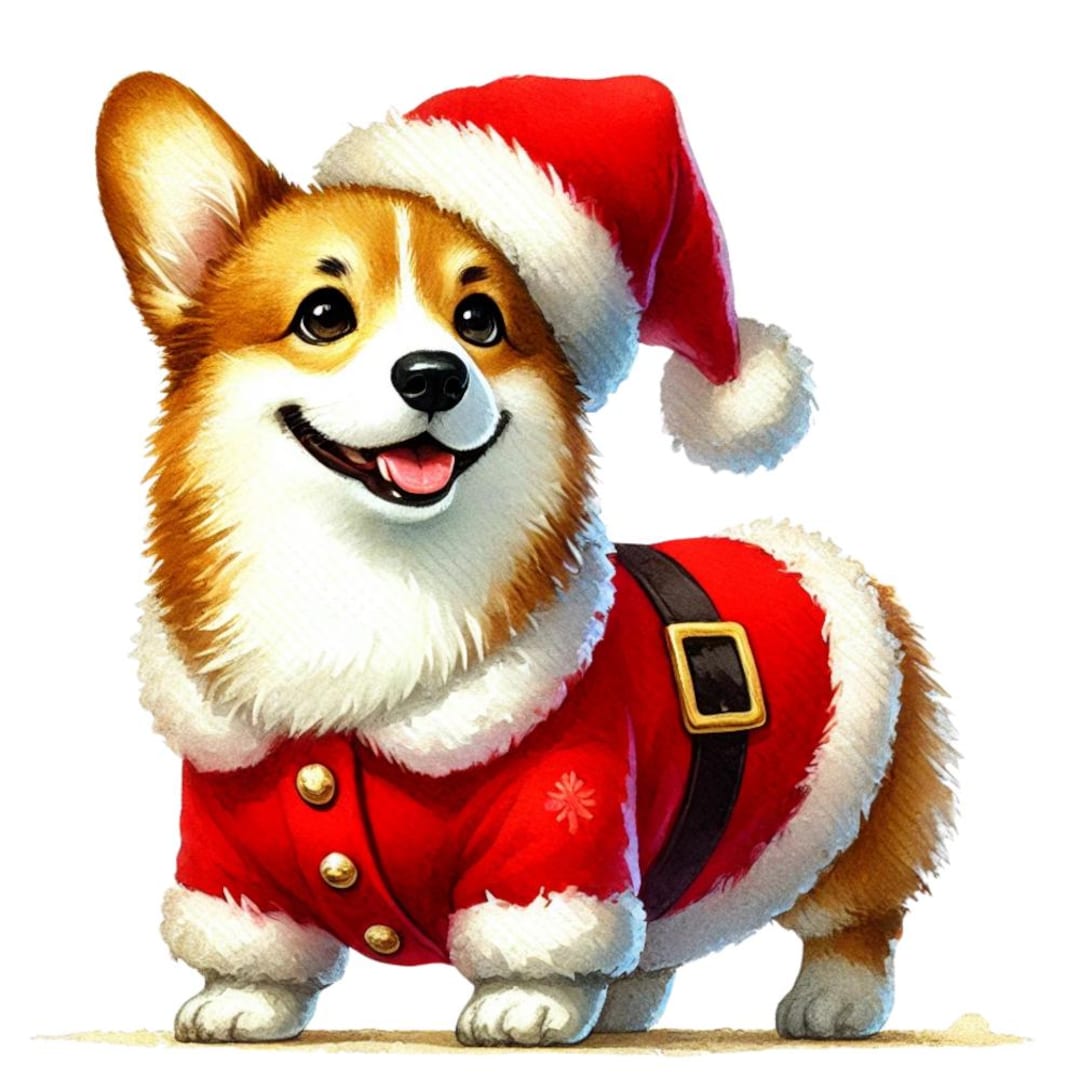 28 Corgi Dog Christmas Clipart PNG , Watercolor PNG, Cute Animal ...