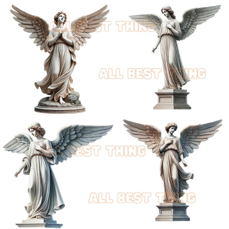 36 Angel Statues Clipart PNG Bundle, Clipart Marble, Celestial Clipart ...