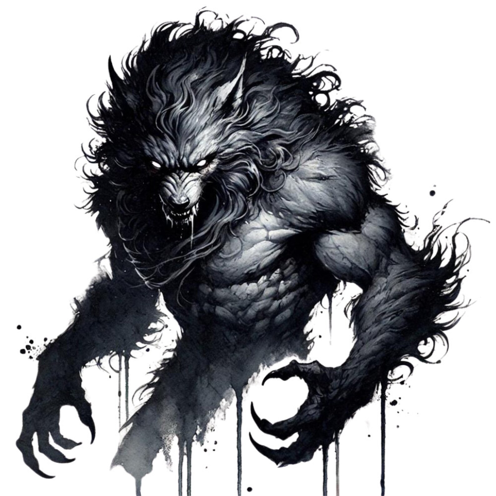 28 Gothic Werewolf Lycan Clipart PNG, Watercolor Printable Digital ...