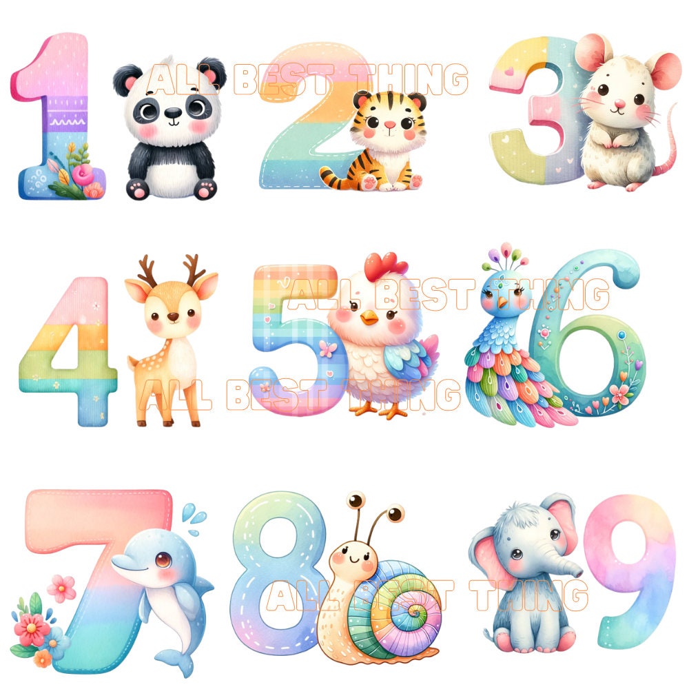 Watercolor Cute Animal Alphabet Collection Clipart, PNG Nursery Clipart ...