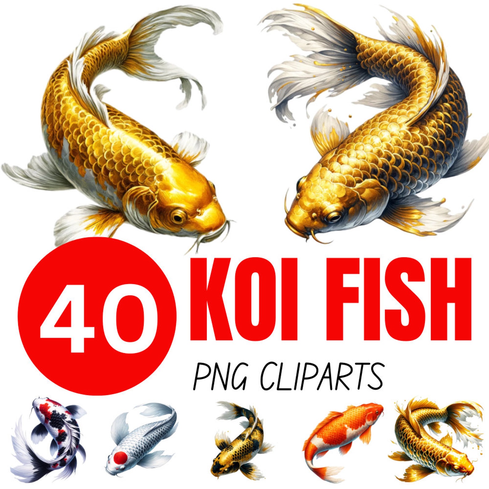 40 Koi Fish Clipart Bundle 20pc PNG | Koi PNG | Koi Clipart | Koi Fish ...