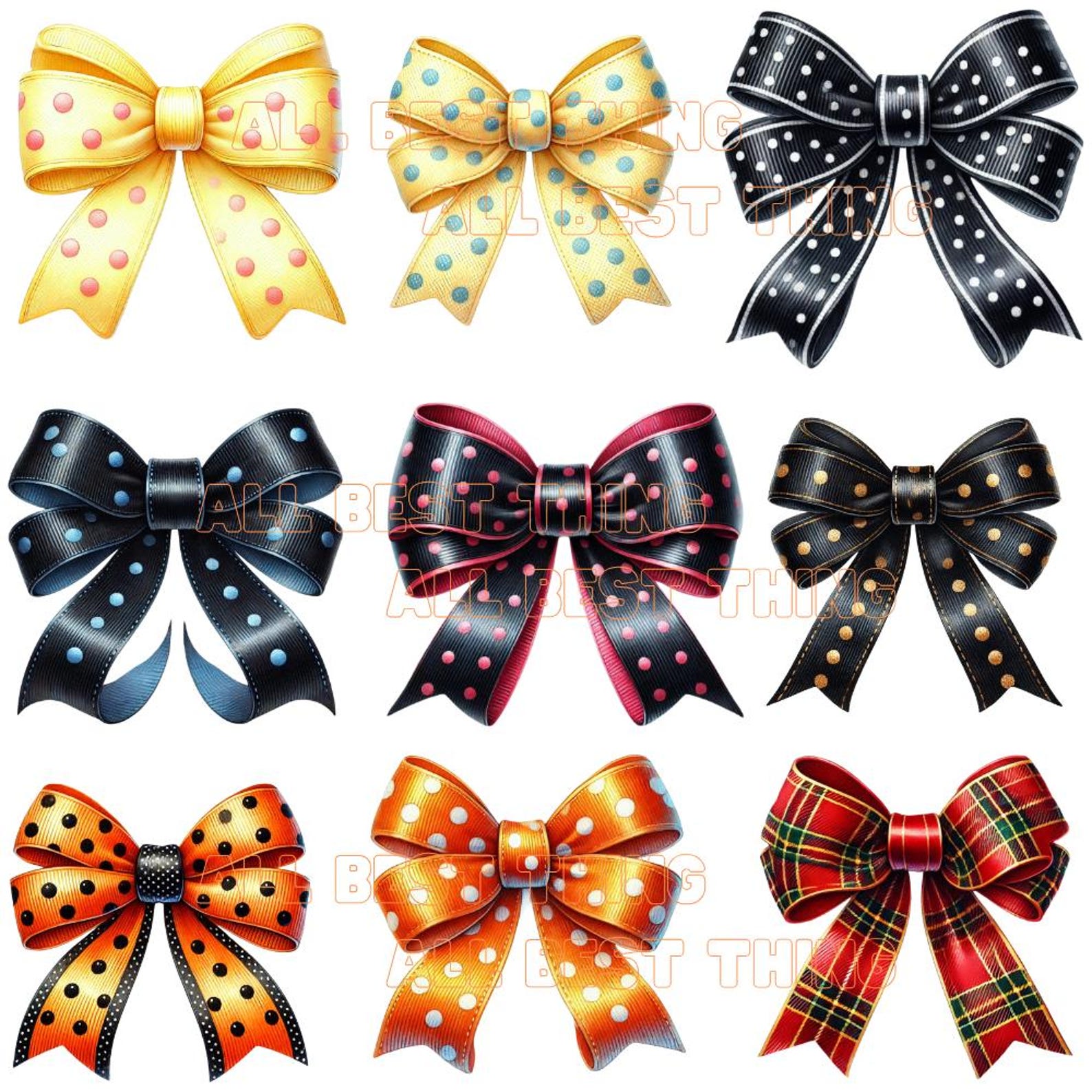 54 Coloured Bows Clipart PNG, Various Bows, Ribbons, Printable ...