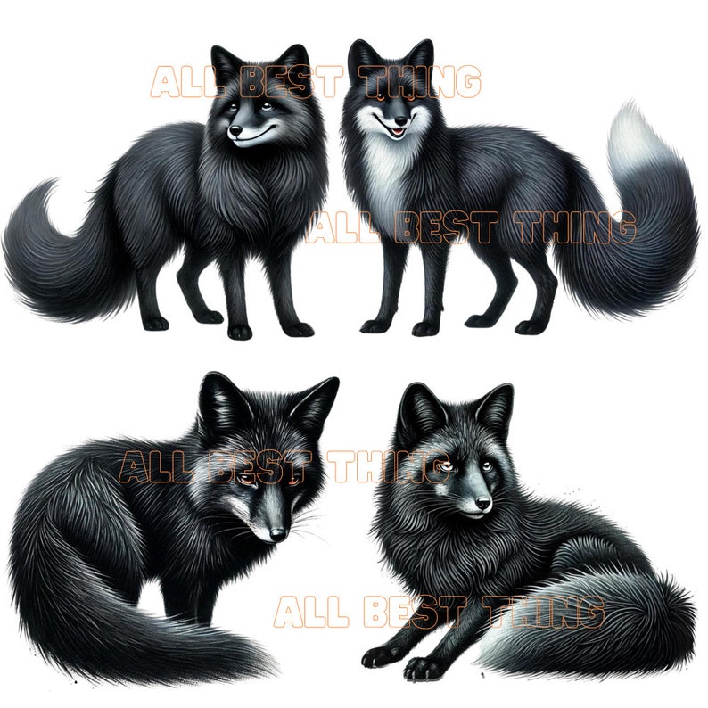 28 Watercolor Fox Black Clipart PNG, Line Art Clipart, Printable ...