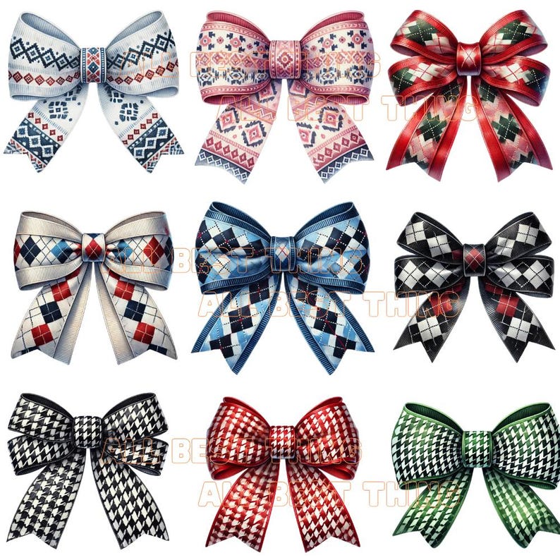 54 Coloured Bows Clipart PNG, Various Bows, Ribbons, Printable ...