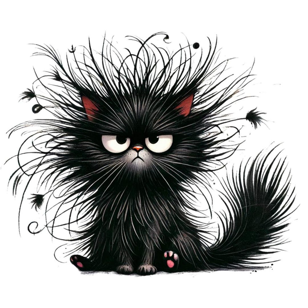 28 Frazzled Cat Clipart PNG, High Res Watercolor PNG for Junk ...