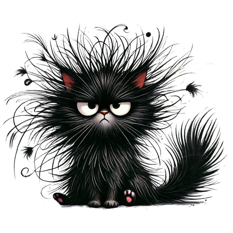 28 Frazzled Cat Clipart PNG, High Res Watercolor PNG for Junk ...