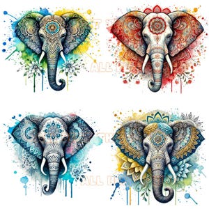 28 Mandala Elephant Clipart PNG, Elephant Digital Clipart, Mandala ...