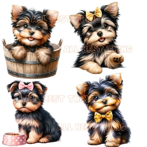 32 Cute Yorkshire Terrier Watercolor PNG Clipart, Cute Dog PNG ...