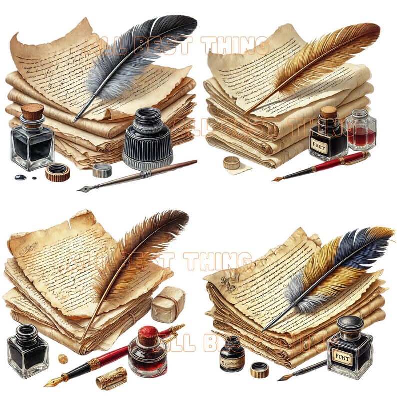 28 Antique Paper Clipart PNG, Vintage Pen Set, High Quality Pngs ...