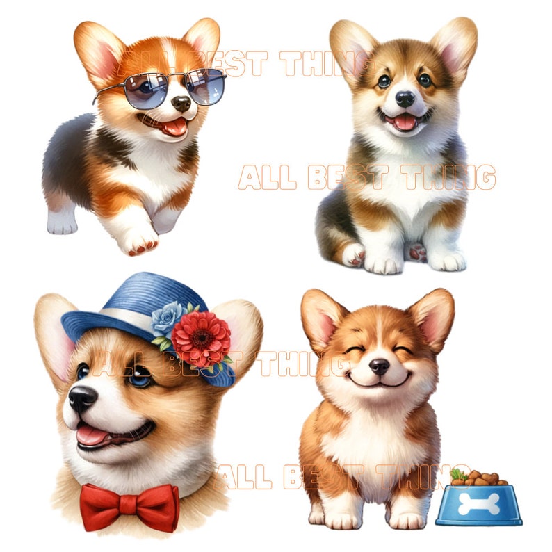 24 Corgi Watercolor PNG Clipart, Corgi Dog PNG, Cute Corgi Dog Clipart ...
