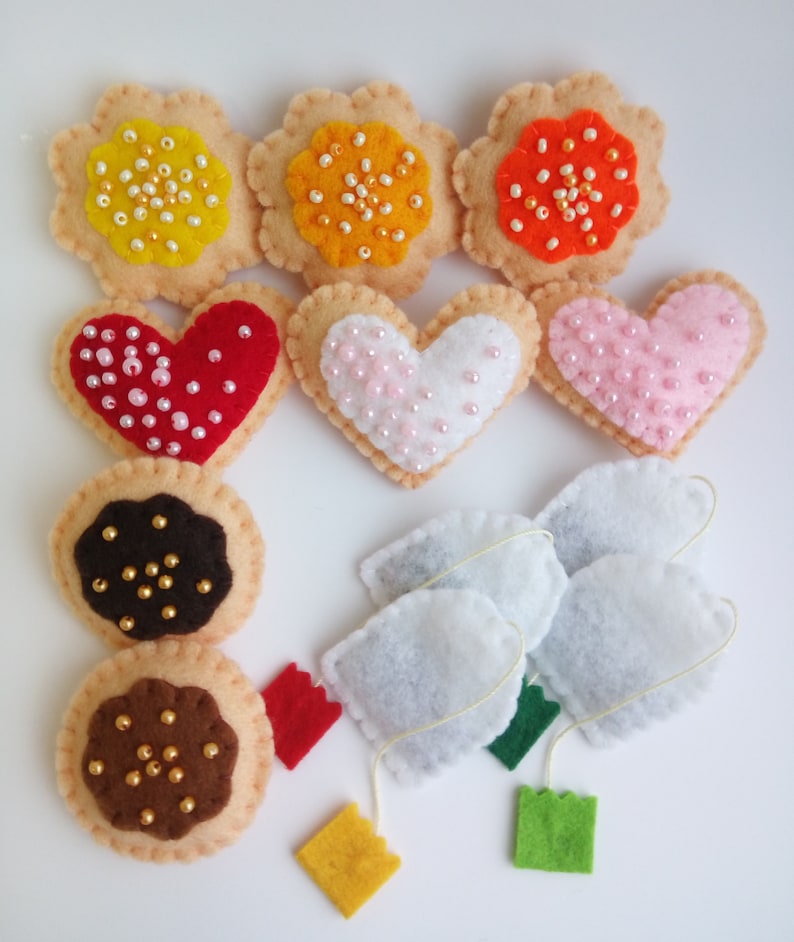 Felt Tea Party Set. Felt Tea and Biscuit Set. Felt Cookies. - Etsy