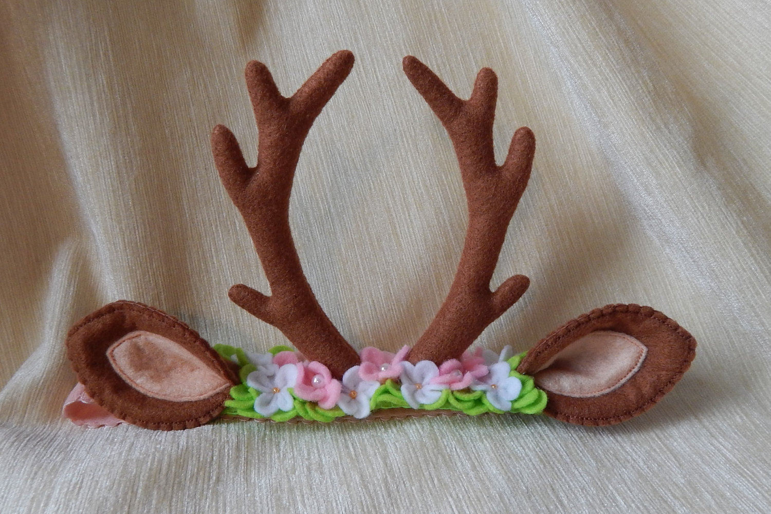 Deer antlers headband. Flower deer antlers headband. Felt deer | Etsy