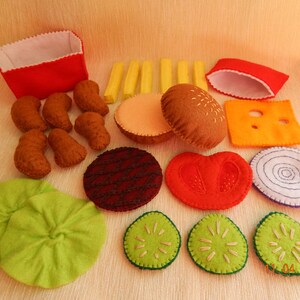 Felt Hamburger Set. Hamburger With Fries and Chicken Nuggets - Play ...
