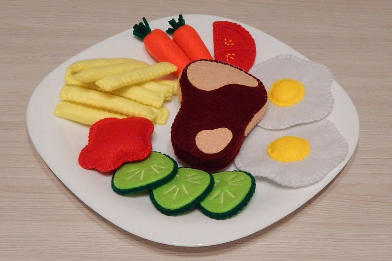 Felt Steak Dinner Set. Felt Steak. Felt Eggs. Felt Food. Play - Etsy