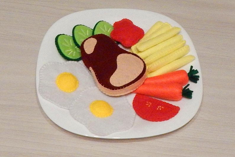 Felt Steak Dinner Set. Felt Steak. Felt Eggs. Felt Food. Play - Etsy