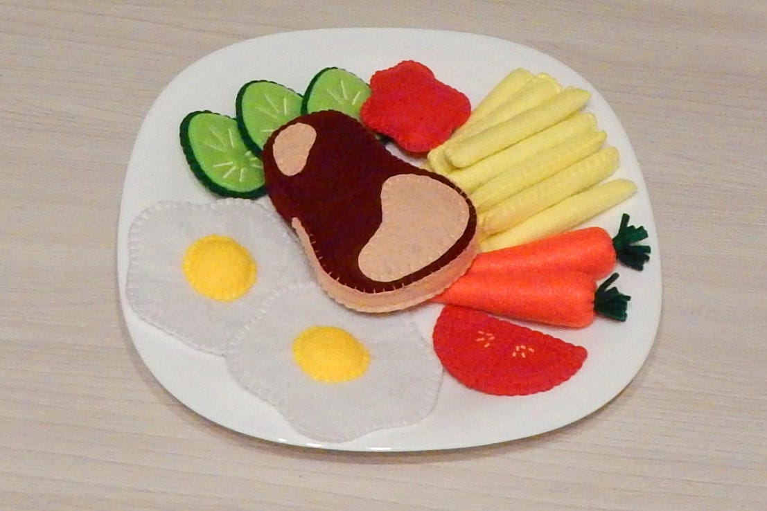 Felt Steak Dinner Set. Felt Steak. Felt Eggs. Felt Food. Play - Etsy