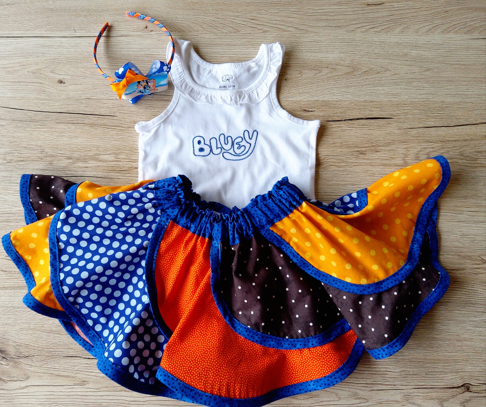 Size 1 Bluey Outfit, Size 1 Bingo Outfit, Bluey Shirt Skirt, FREE Bluey ...