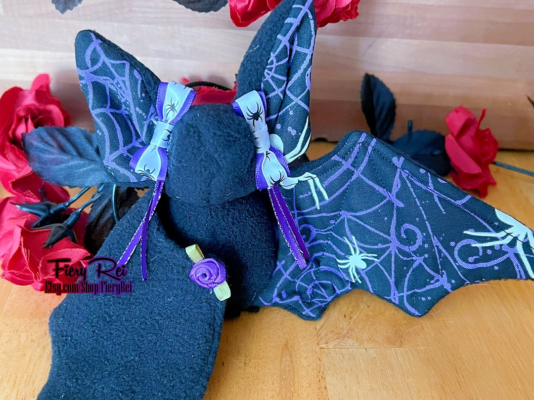 Goth Black Bat Plush Spider Webs Spider Goth Plushie - Etsy