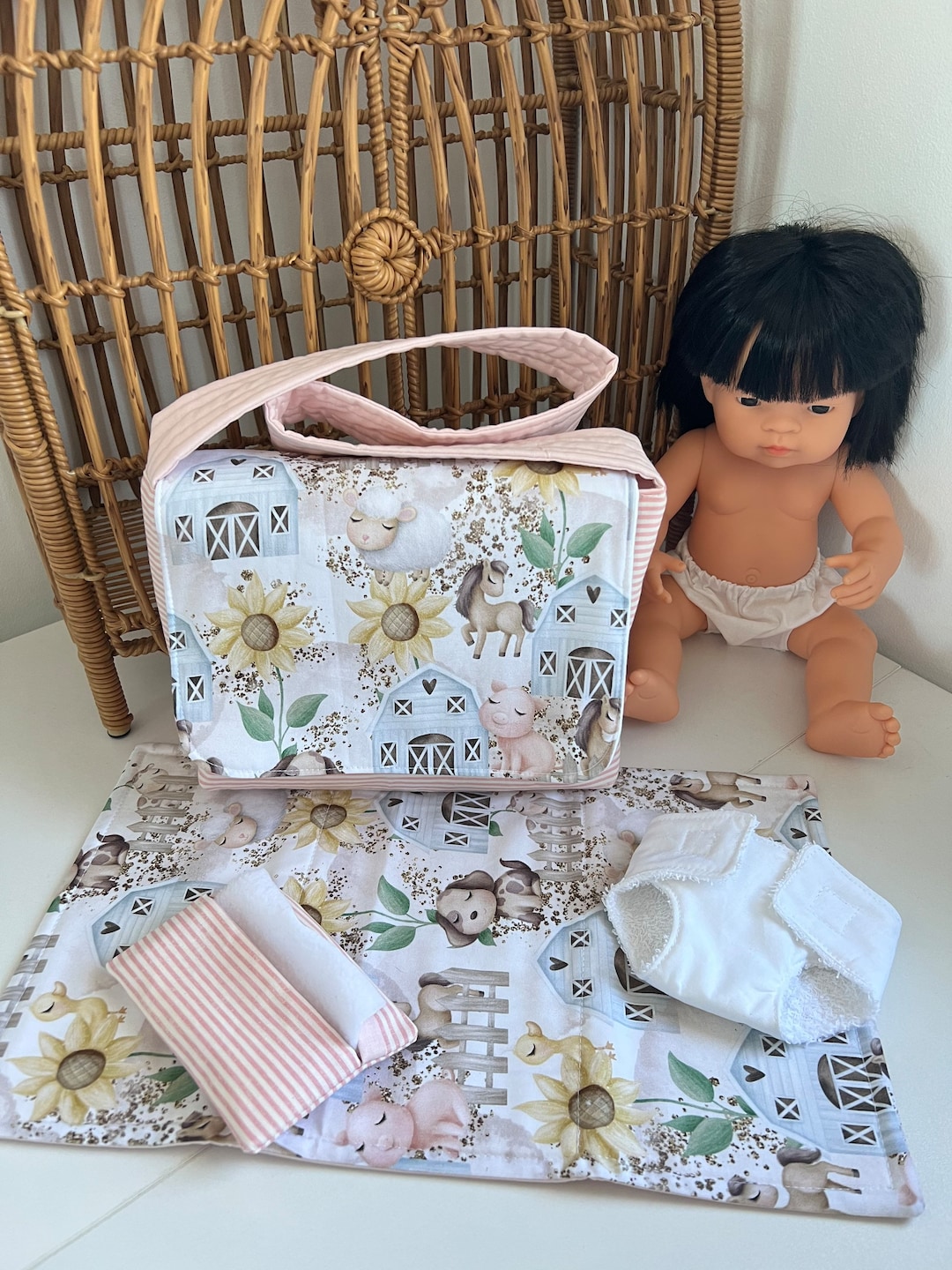 Doll Nappy Bag, Diaper Bag, Doll Change Mat, Miniland Doll, Nappy ...