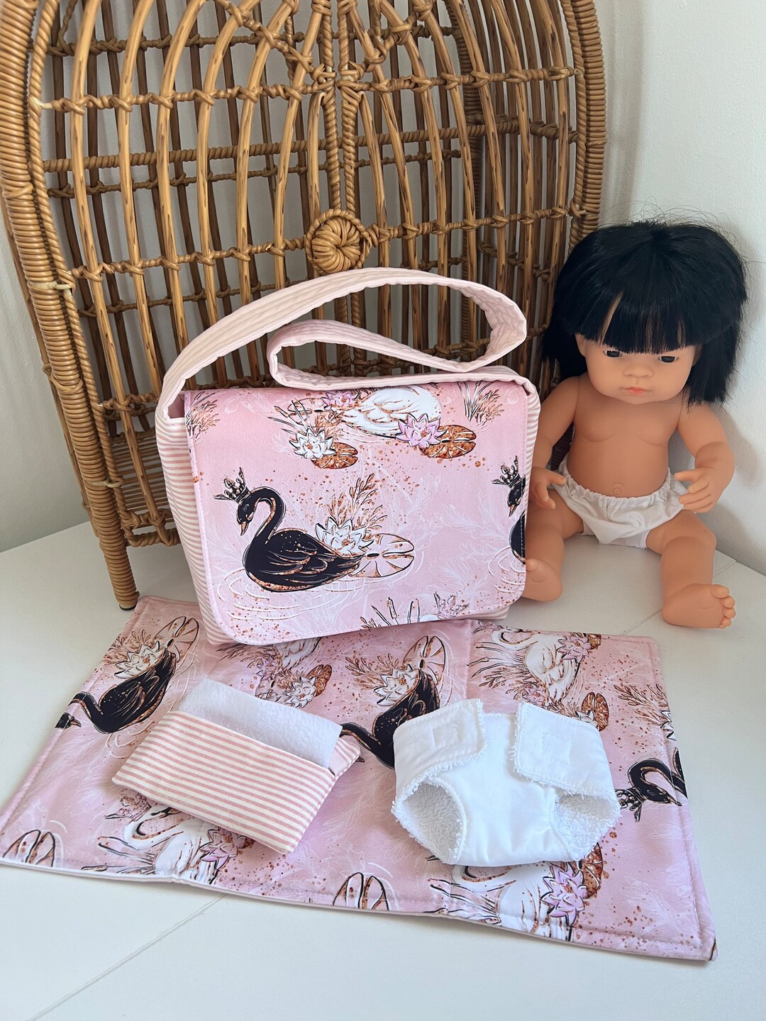 Doll Nappy Bag, Diaper Bag, Doll Change Mat, Miniland Doll, Nappy ...