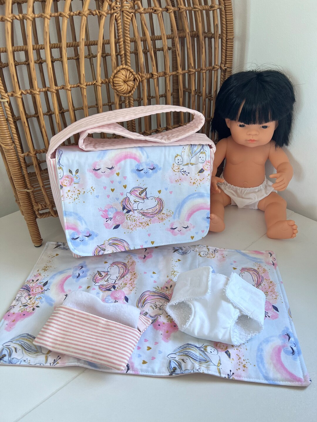 Doll Nappy Bag, Diaper Bag, Doll Change Mat, Miniland Doll, Nappy ...