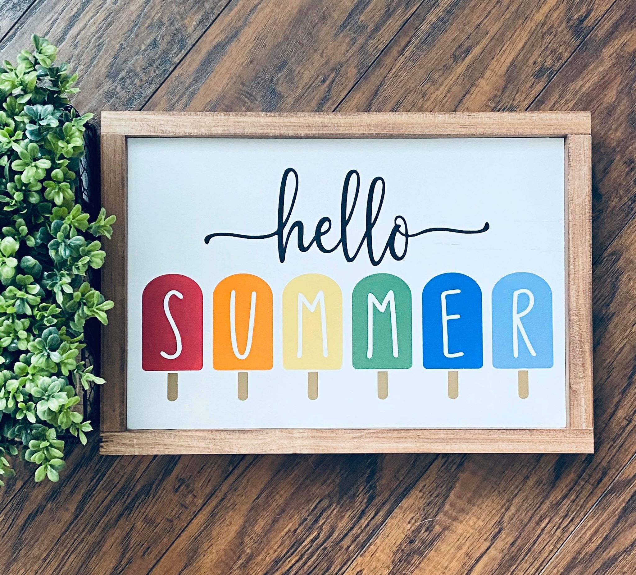 Hello Summer Wood Sign Home Decor Summer Sign | Etsy