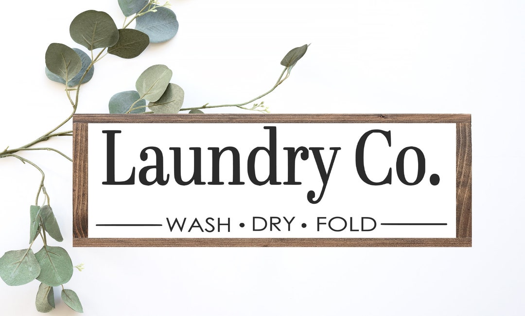 Laundry Co. Wash Dry Fold Wood Sign || Laundry Room Sign || Framed Wood ...