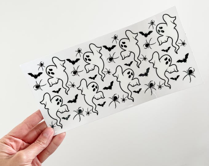 Cute Ghost & Spiders UV DTF Cup Transfer - Halloween Design for ...