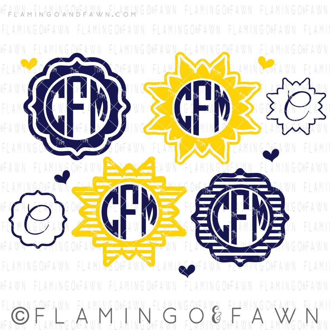 Monogram Frame Svg, Summer Monogram Svg, Sun Monogram Svg, Circle ...