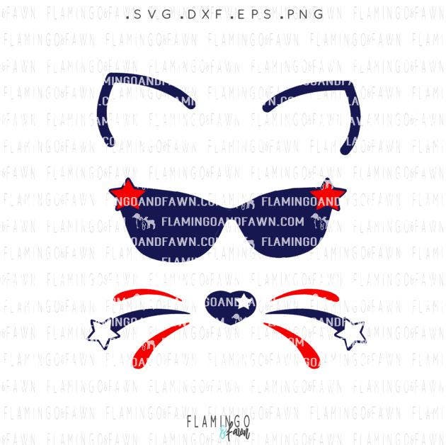 4th of July Svg Cat Face Svg Cat Svg File Cat Cut File Cat - Etsy