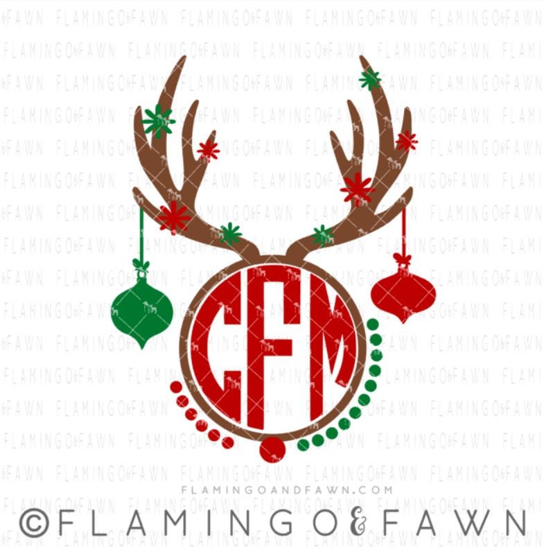 Reindeer Monogram Svg Reindeer Svg Christmas Monogram Svg - Etsy
