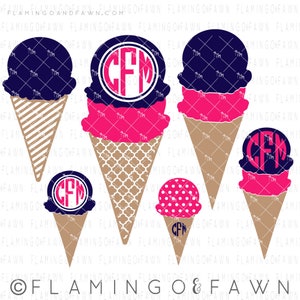 Ice Cream Summer Monograms Svg Bundle Summer Monogram Svg - Etsy