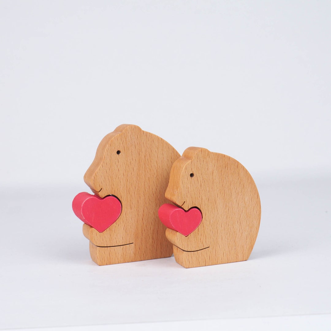 Wooden Bear Figurines, Big Brother Sister Keepsakes, Mama Bear and Papa ...