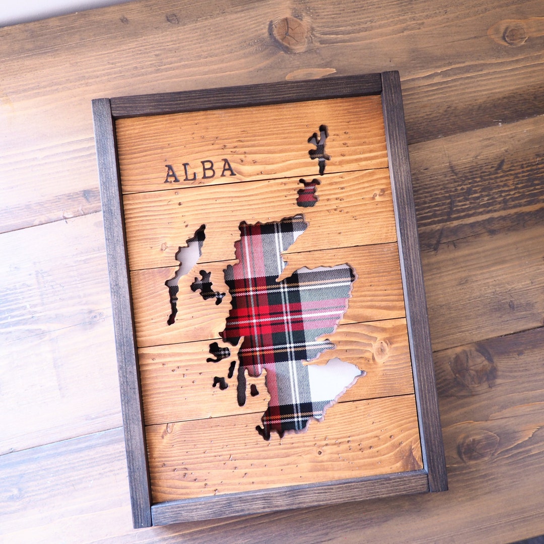 Scotland Map Cutout Rustic Wooden Scottish Tartan Wall Art - Etsy