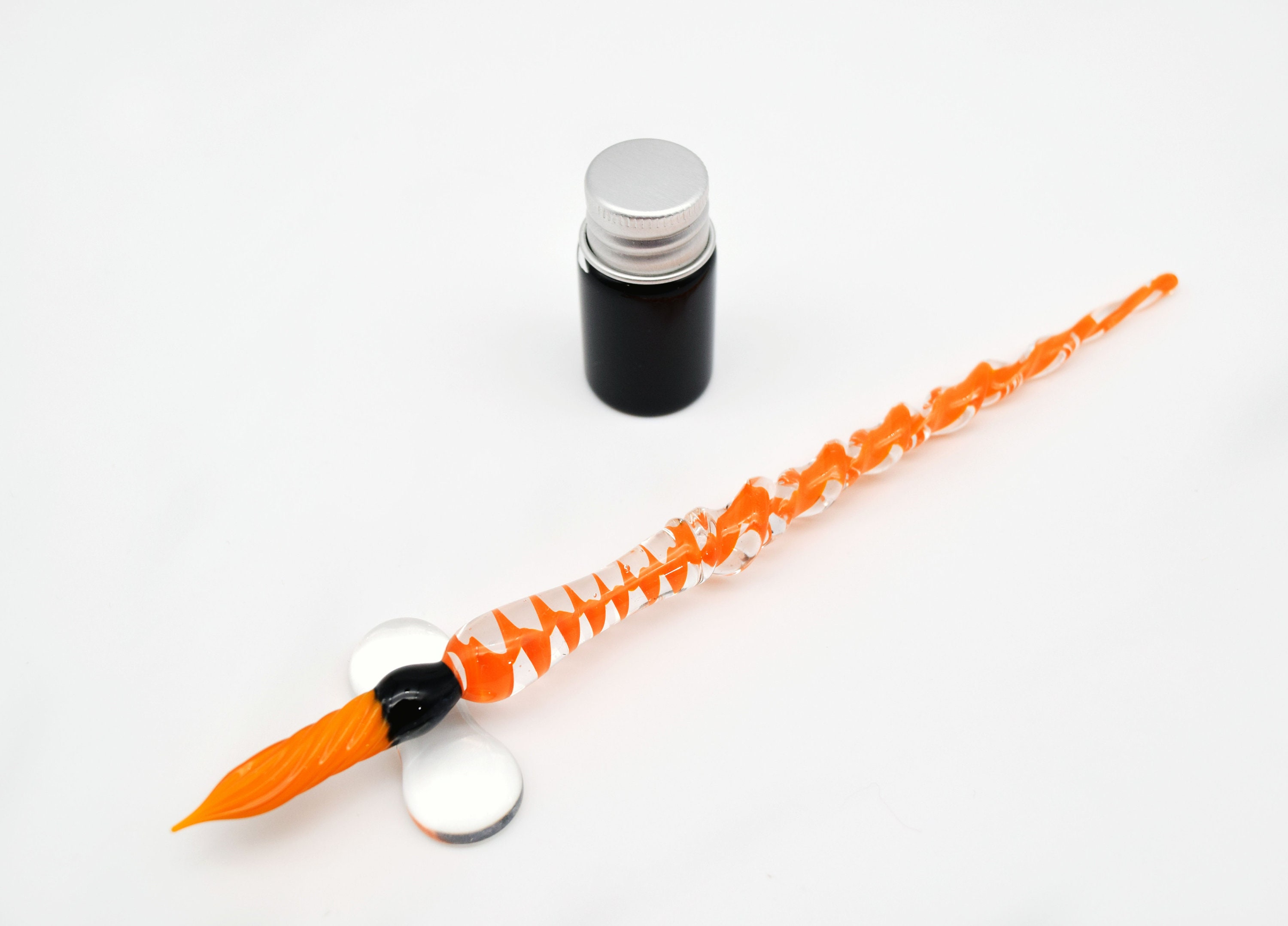Orange Spiral Glass Dip Pen Ink & Holder Calligraphy Pen Set | Etsy