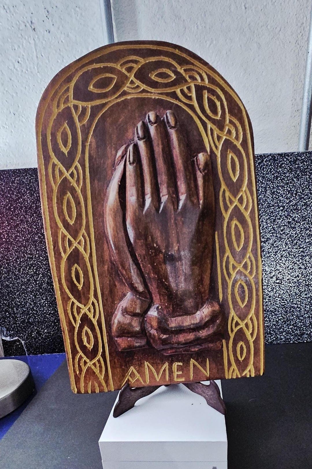 Hand-carved Wooden Praying Hands Wall Plaque – Vintage Ghana Christian ...