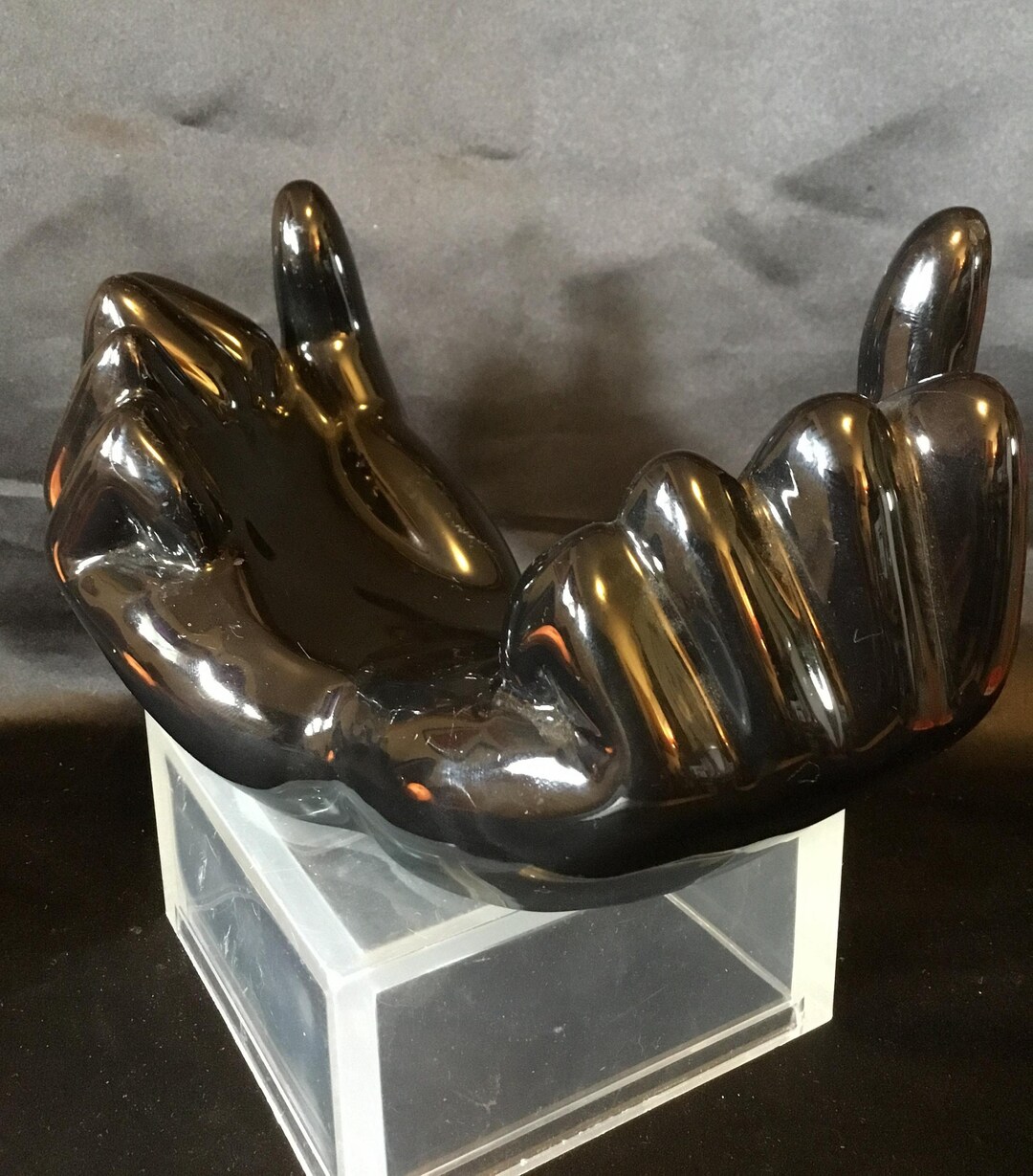 Vintage Black Ceramic Hands – 6" Taiwan Cupped Hands Sculpture ...