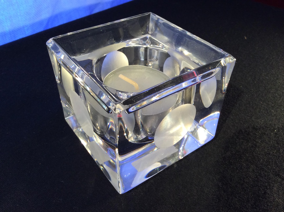 Vera Wang Crystal Votive Holder – 3" Square Candle Holder With Frosted ...