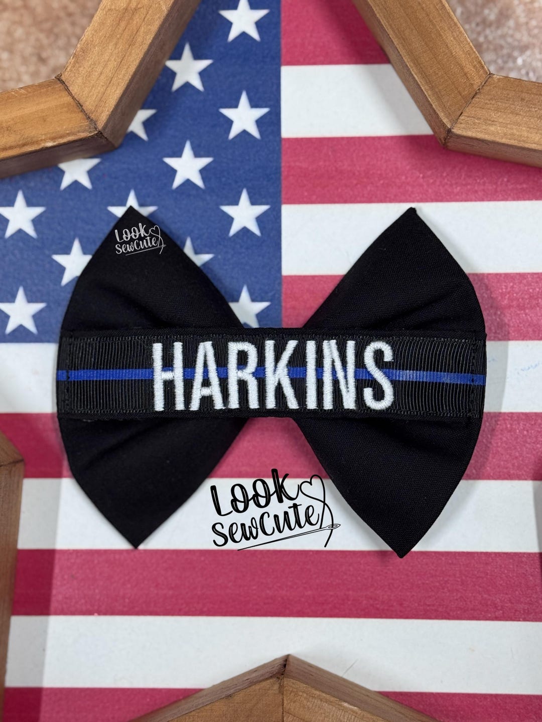Thin Blue Line Police Bow – Personalized Name Hair Bow – Law ...