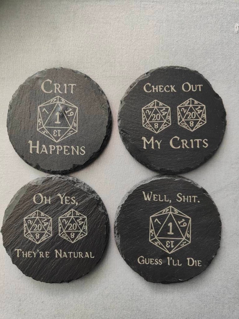 Laser Engraved Dnd Coaster - Slate - Etsy