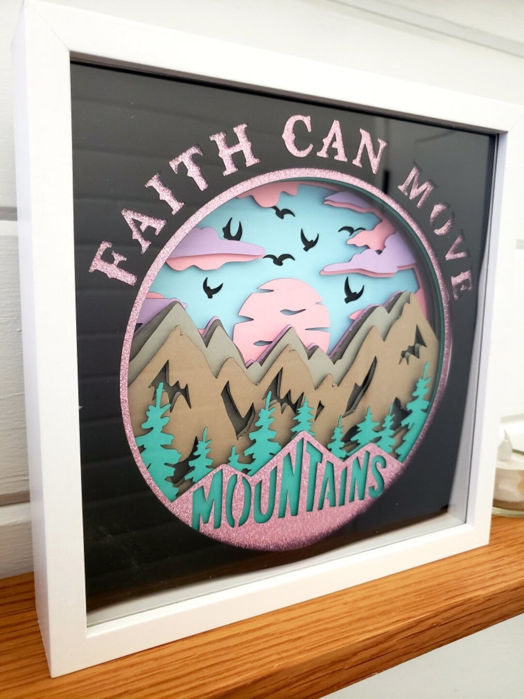 Diorama Shadow Box - Faith Can Move Mountains - Pink - Etsy